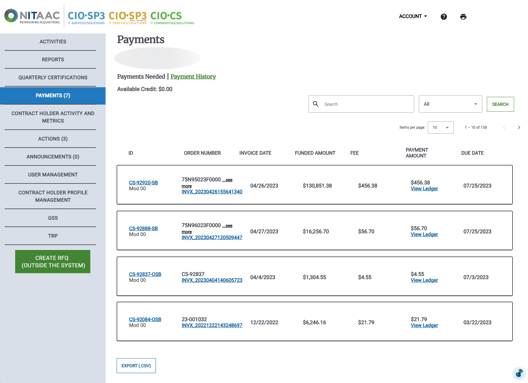 To View the Payment History